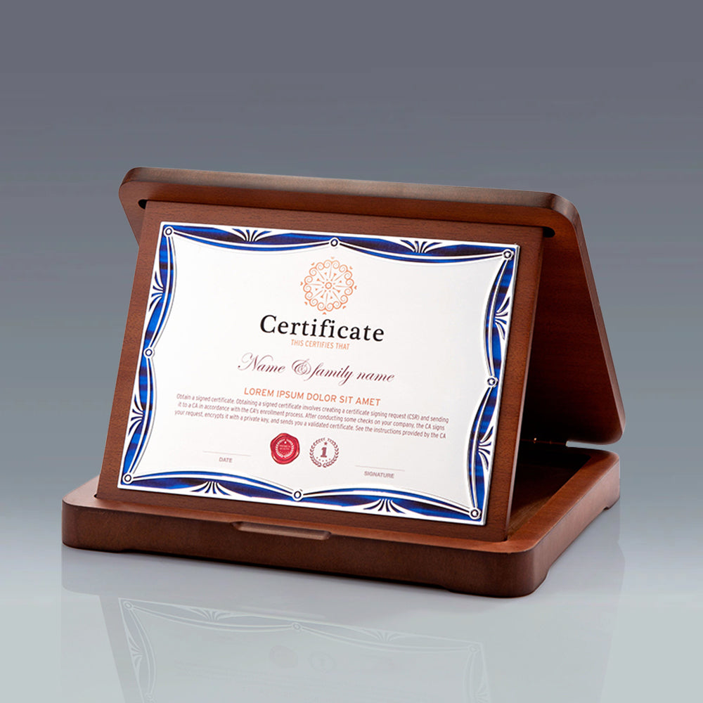 Metal Certificate Folding Wooden Box Trophy | 金屬證書摺叠收納木盒獎座 BG20-49