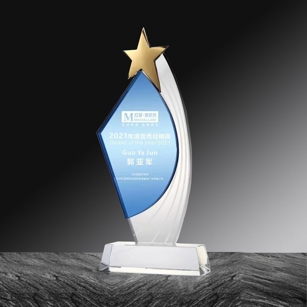 Customize Trophy | DAYDAYPRINT - Gold Star Mix Blue Part Trophy